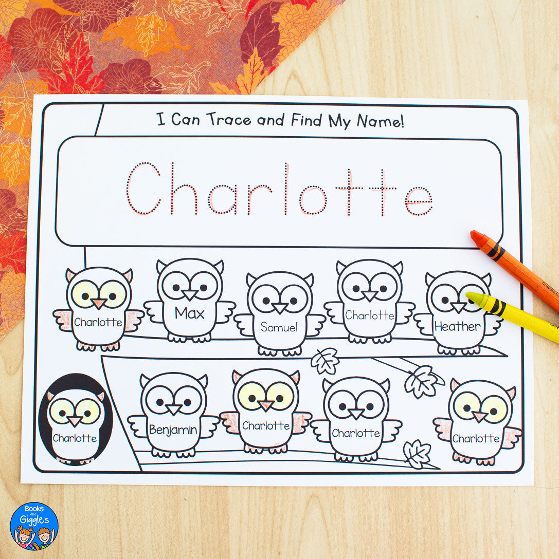 October Name Practice Worksheets and Activities – Books and Giggles