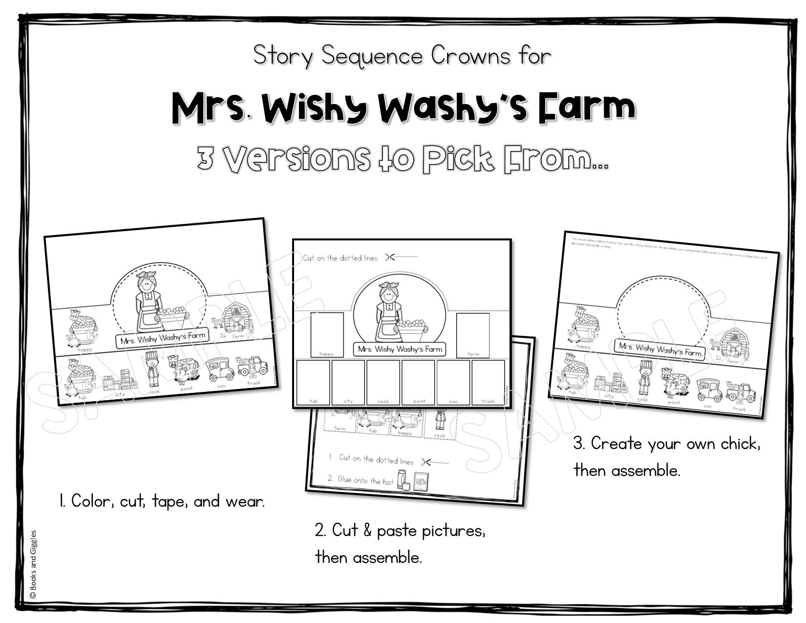 Mrs. Wishy Washy's Farm Sequencing Hats – Books and Giggles