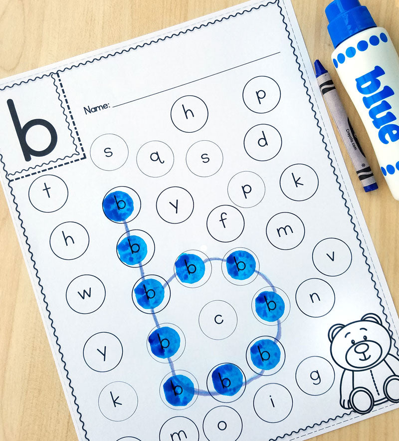 Lowercase Letter Dot Dabber Worksheets – Books and Giggles