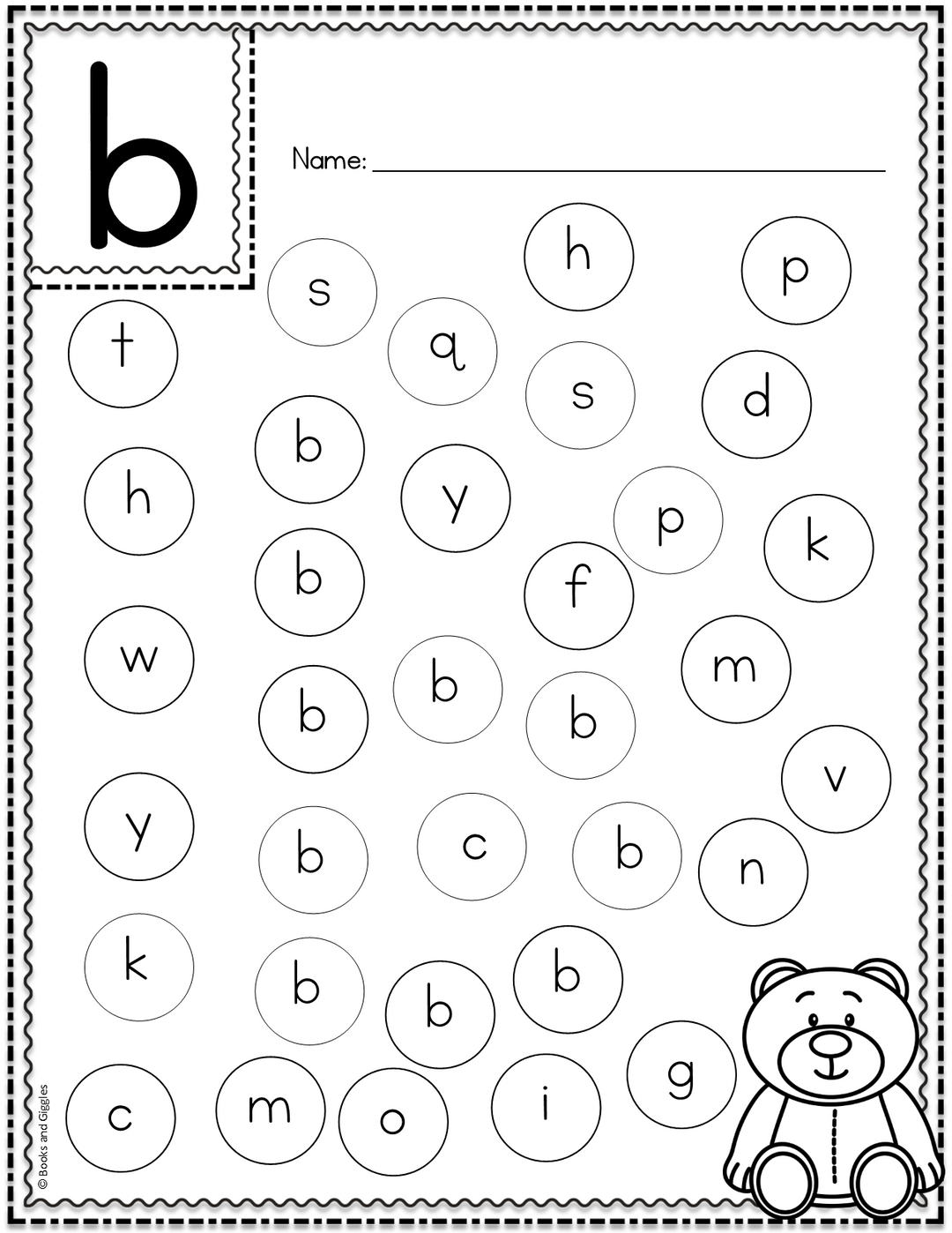 Lowercase Letter Dot Dabber Worksheets – Books and Giggles